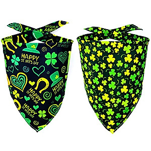 St. Patrick's Day Dog Bandanas: Holiday Puppy Bandanas Pet Party Scarf Triangle Bibs Handkerchief for Small Medium Large Breed Dogs Gift