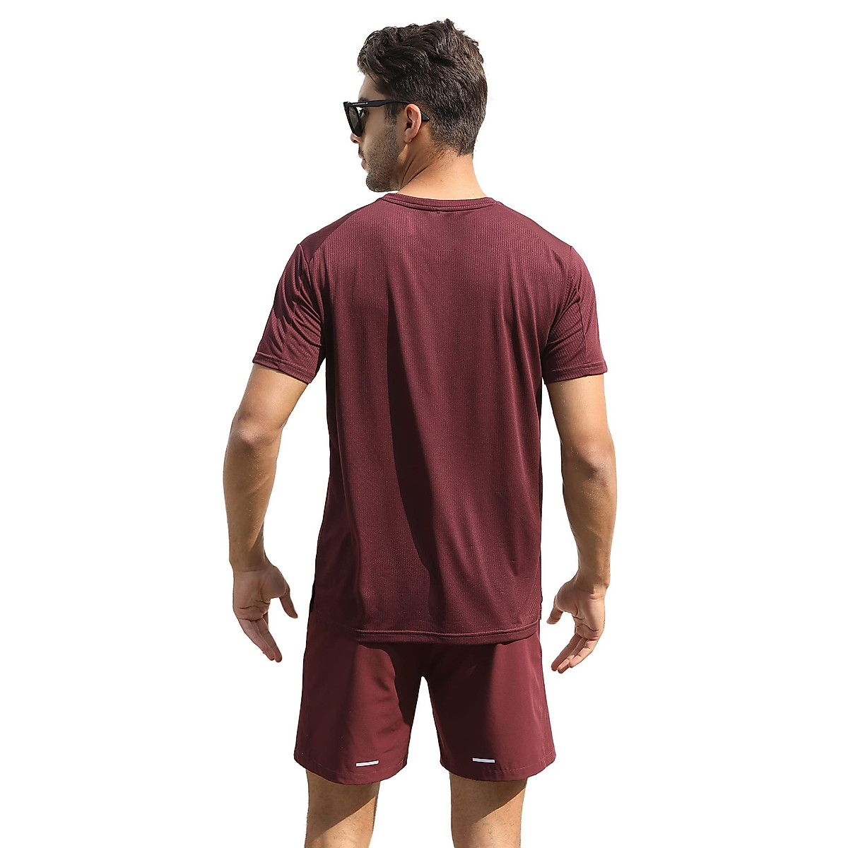 GRAMVAL Men's Crew T-Shirt,Light Weight Dry-Fit Moisture Wicking Active Athletic Performance Burgundy