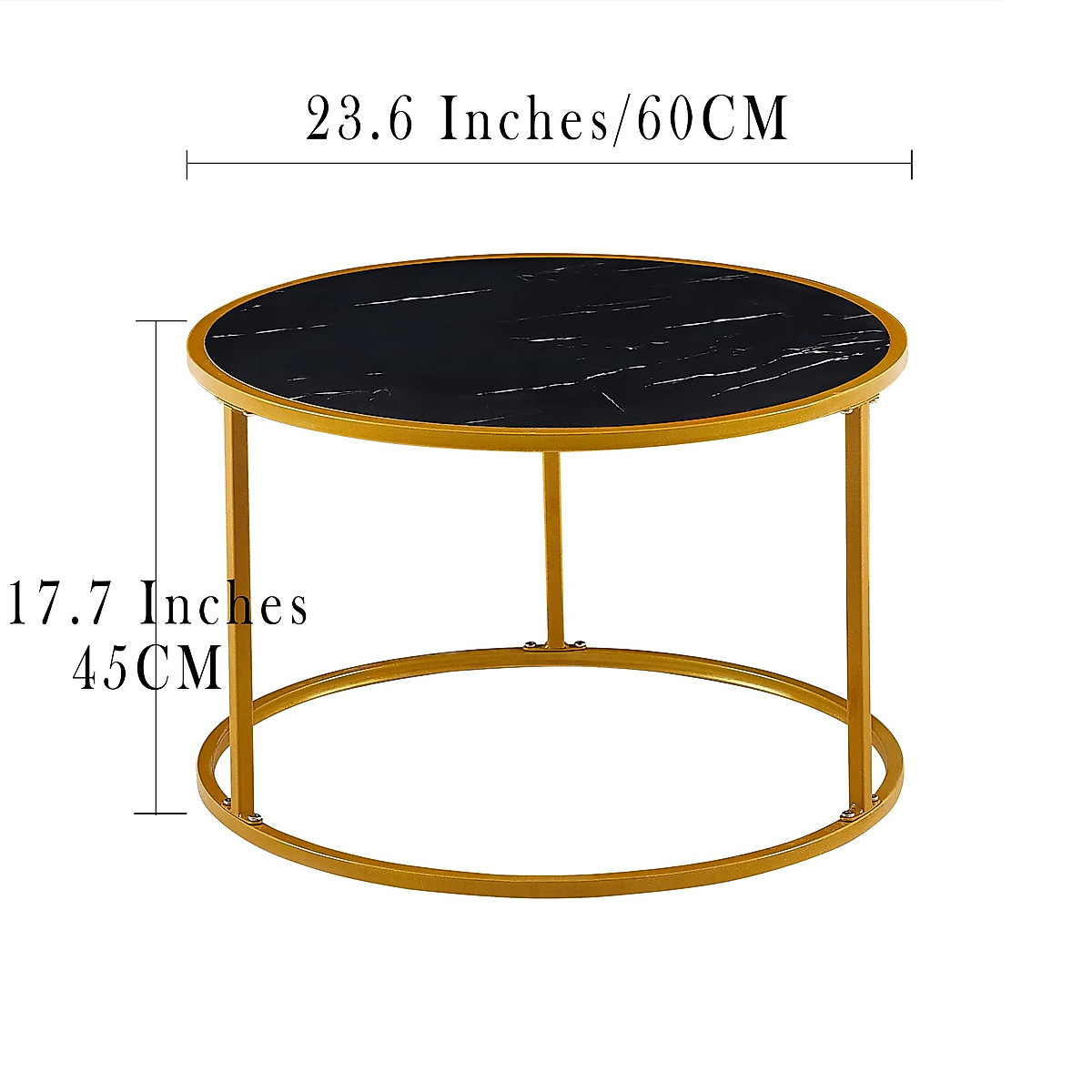 Round Coffee Table Living Room Side Tables Modern Marble Metal Frame Furniture Home Decor