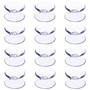 Housoutil 12PCS Double Sided Suction Cups, 10 * 20mm Glass Table Top Bumpers, Glass Table Top Spacers Without Hooks, Window Hanger Suction Cup for Keep The Glass Table Top from Sliding (Transparent)