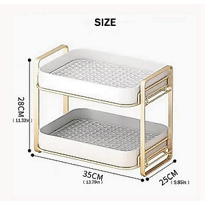 2-tier Kitchen Cup shelf ,Dish and Bowl Storage organizater, Water cup glass cup coffee cup mug cup Stemware cup storage rack,Cupboard Cabinet Countertop tray Household vegetable drain rack (white)