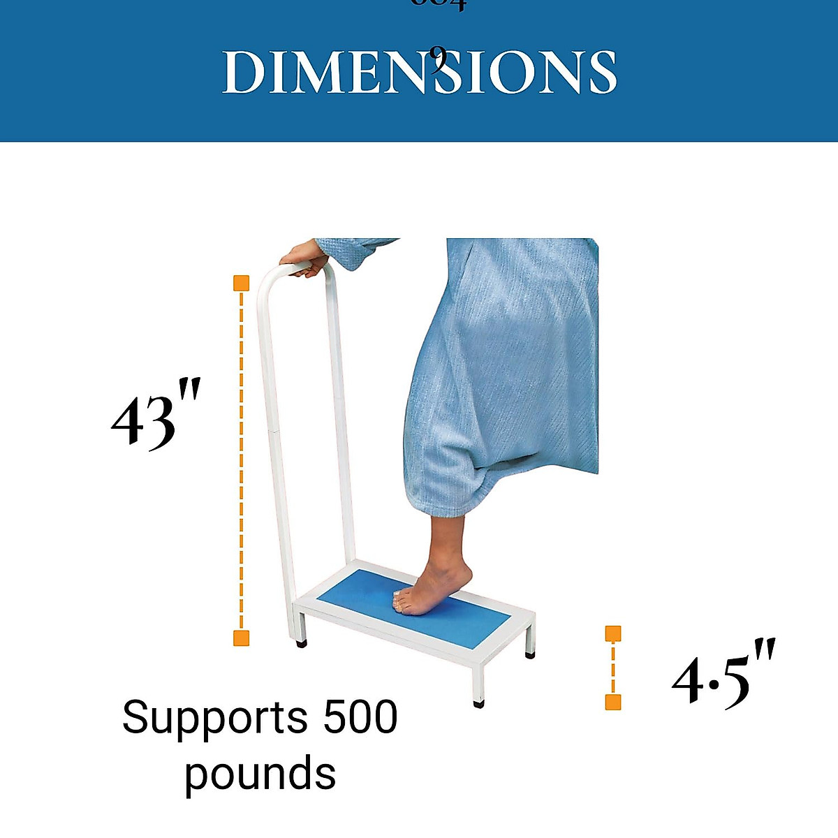 Jobar International Bath Step with Handle, White/Blue