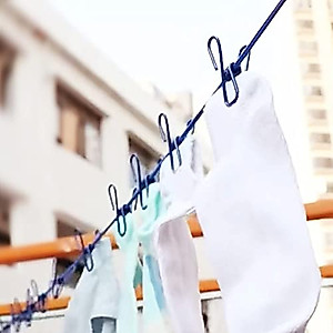 Sihuuu Portable Travel Clothesline Adjustable Elastic Travel Camping Retractable Clothes line with 12 PCS Clips for Travel Outdoor Indoor(B) Multicolor