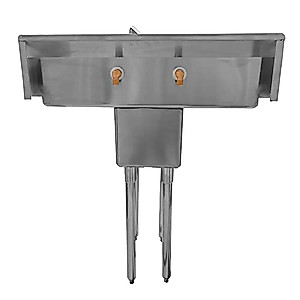 One Compartment Stainless Steel Commercial Kitchen Prep & Utility Sink with Left and Right Drainboards with Faucet | Bowl Size 10" x 14" X 10" | NSF