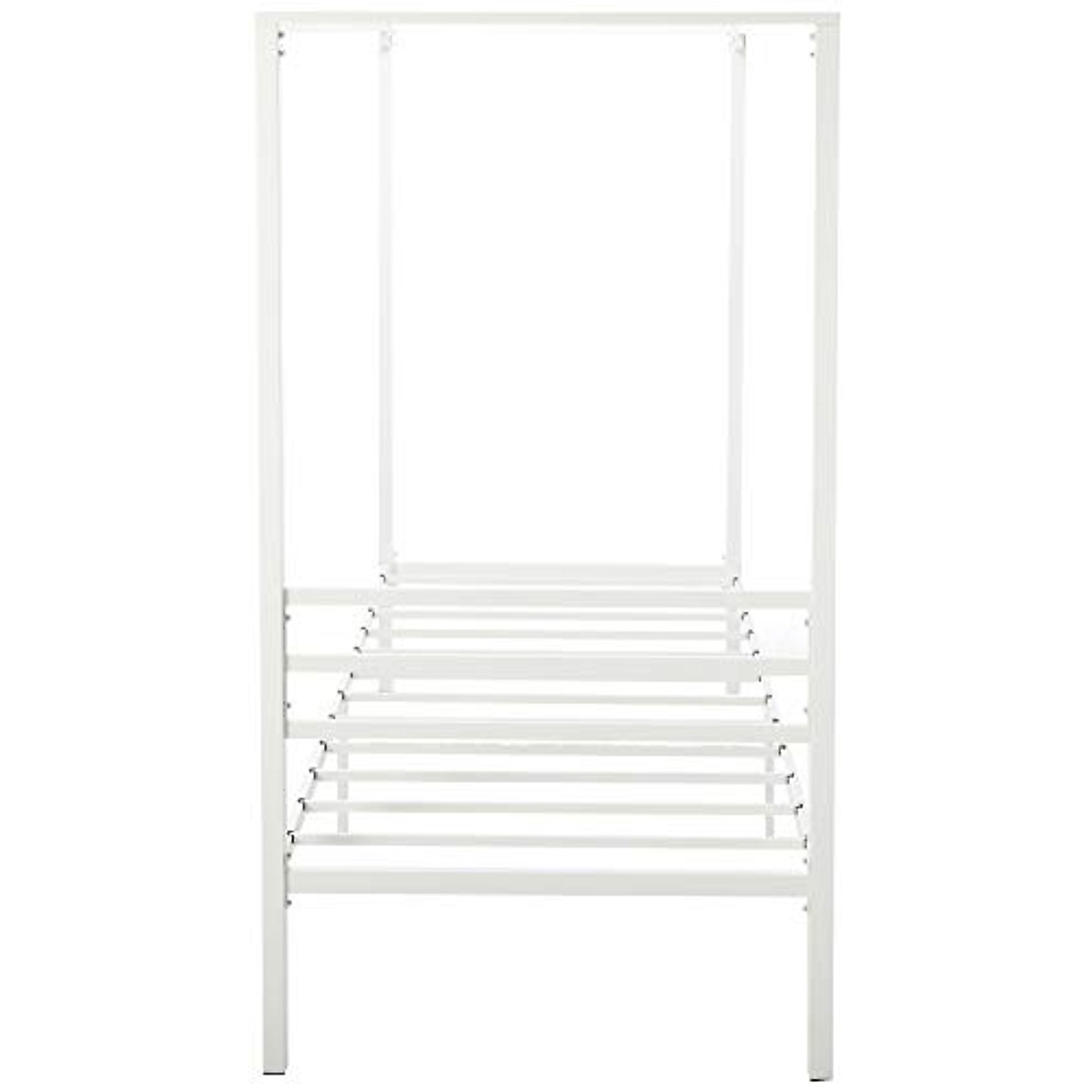 Zinus Patricia White Metal Canopy Platform Bed Frame, Twin & 6 Inch Foam and Spring Mattress/CertiPUR-US Certified Foams/Mattress-in-a-Box, Twin