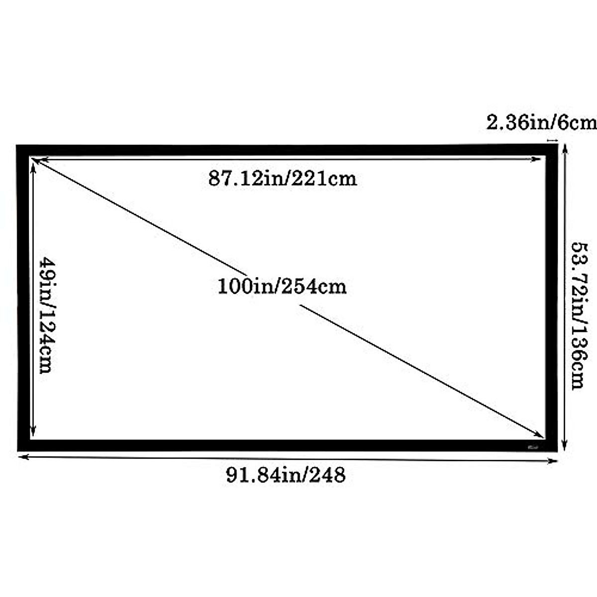 ShowMaven 100in /120in Fixed Frame Projector Screen, Diagonal 16:9, Active 3D 4K Ultra HD Projector Screen for Home Theater or Office (100inch)