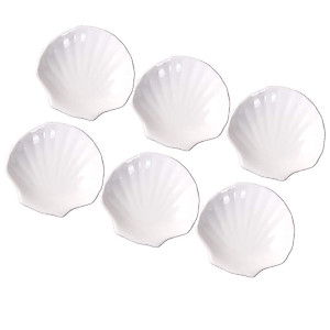 Cabilock 6pcs White Porcelain Shell Dish Multipurpose Ceramic Appetizer Plates Dinner Dessert Salad Plates Elegant Serving Dish 4 Inch