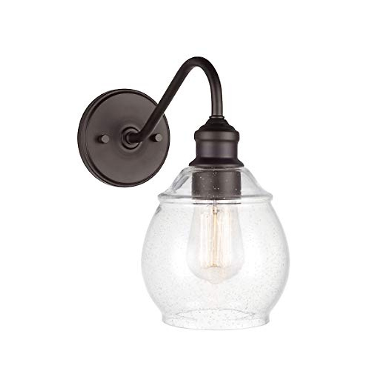 Globe Electric 51622 Maia 1-Light Vanity Wall Sconce, Dark Bronze, Seeded Glass Shade, Bulb Included