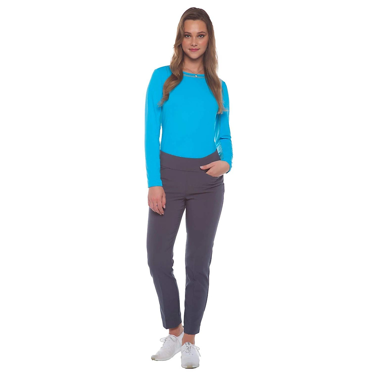 IBKUL Women's UPF 50+ Cooling Stain Resistant Ankle Pants - 72000 Navy Solid 10