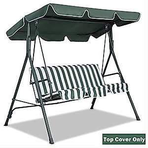 LUARANE 77" x 43" Swing Canopy Replacement Porch Top Cover, Outdoor Waterproof Sun Shade Cover for Outdoor Seat Furniture Chair, Ideal for Garden Patio Park Yard, Top Cover Only (Green)