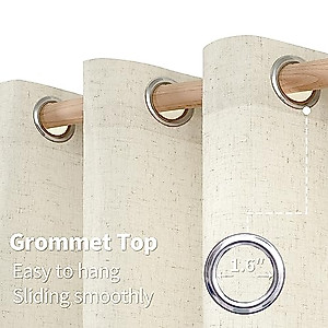 YoungsTex Natural Linen Curtains for Living Room 84 Inches Length Light Filtering Linen Textured Curtains Privacy Protection Window Drapes for Bedroom Grommet, Linen, 2 Panels, 52 X 84 Inch