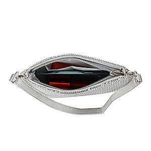 Women Glitter Aluminum Sequins Evening Clutch Shoulder Bag Chain Strap Cross Body Bag