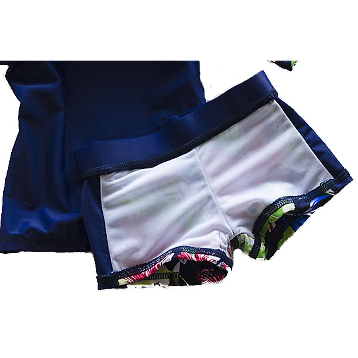 Baby Girls Kids Toddler Two Piece Round-Neck Rash Guard UV Sun Protection Swimsuit (2-3 Years, Navy)