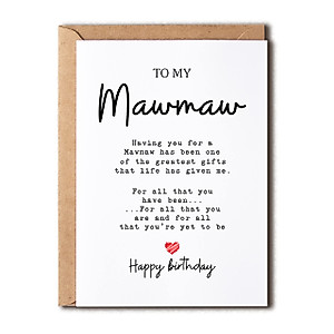 To My Mawmaw - Mawmaw Birthday Card - Mawmaw Is The Greatest Gifts In My Life - Birthday Card For Mawmaw - Gift For Mawmaw Card