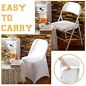 Amyhill 6 Sets Wedding Folding Chairs and Spandex Sets Metal Folding Chairs with Padded Seats Portable Foldable Chairs Indoor Fold up Chairs for Wedding Banquet Party Event (White)