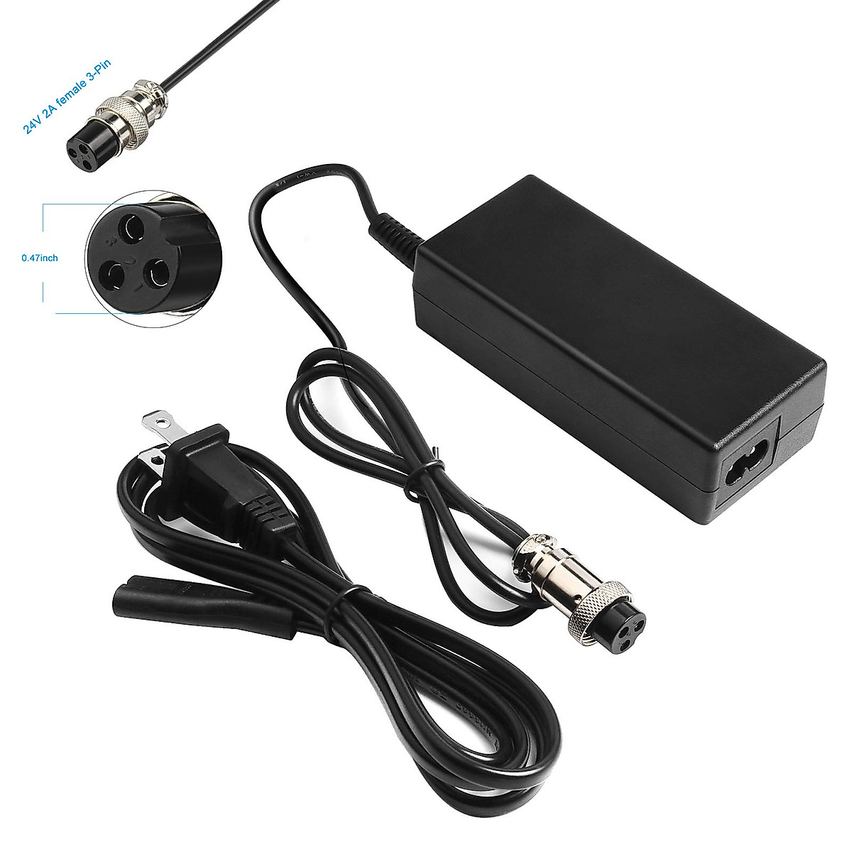 TREE.NB 24V 2A Electric Battery Charger for Mini Chopper Sunl City Express Razor CC2420 E100 E125 E150 E175 E200 E225S E300 E325S E500 MX350 PR200 Pocket Mod Rocket