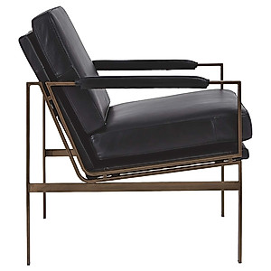 Signature Design by Ashley Puckman Mid-Century Modern Leather Accent Chair, Black
