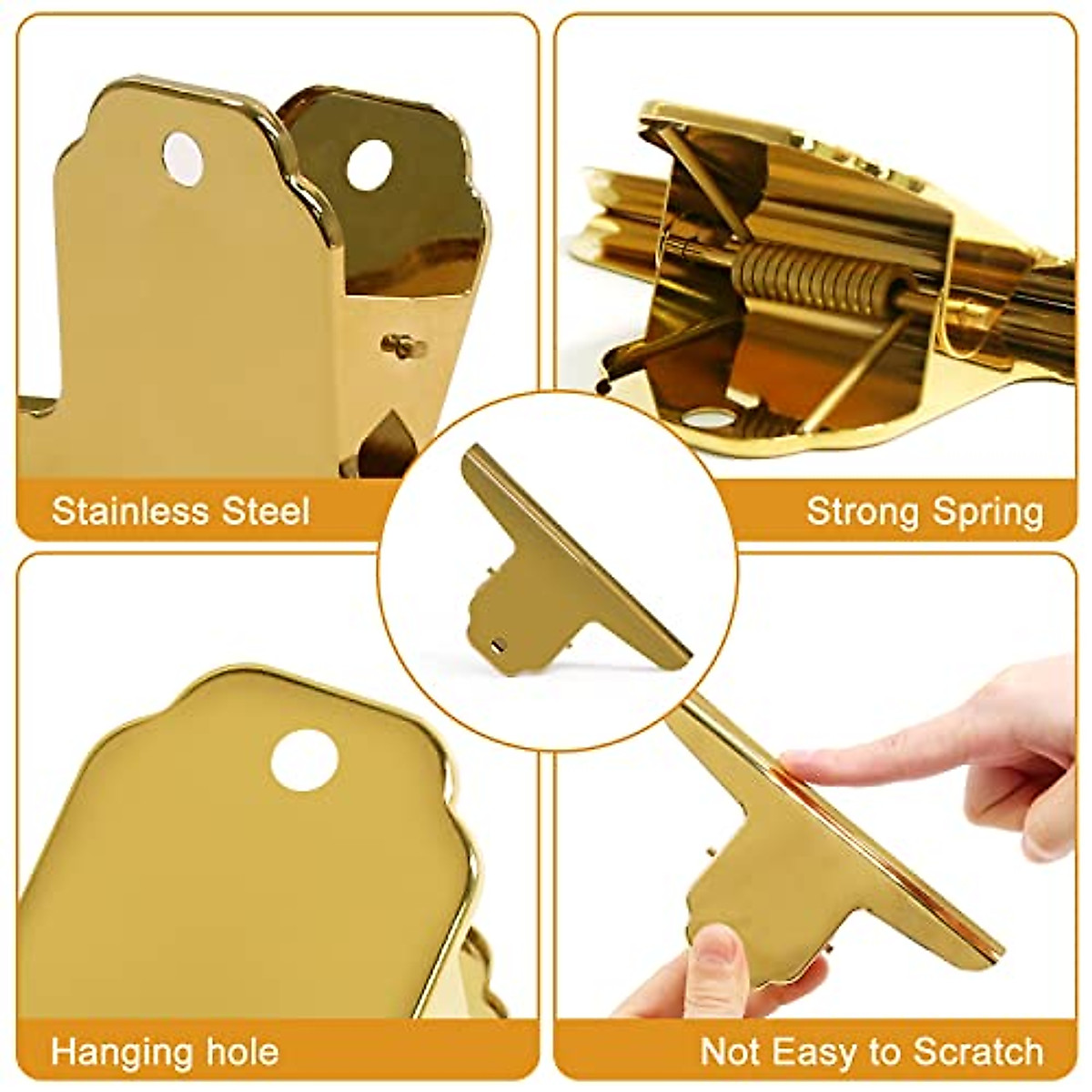 Large Bull Paper Clips Gold, Coideal 3 Pcs 145mm Big Metal File Binder Clip Clamps for Office, Food Bags (5 7/10 Inch)
