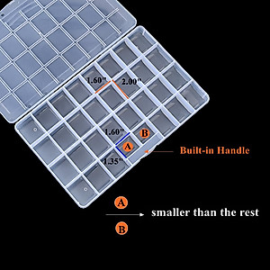 BangQiao 3 Pack Fixed 32 Grids Clear Plastic Storage Box, Transparent Organizer Container Case for Bead, Button, Jewelry, Diamond, Craft Supplies, Small Parts, Sewing Kit, DIY Accessories
