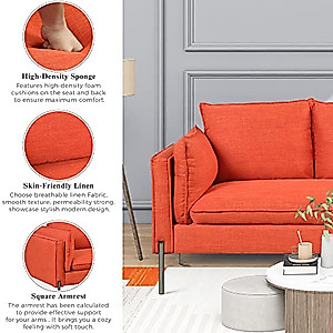 56INCH Loveseat Sofa Couch, Modern Upholstered Linen 2 Seat Sofa with Metal Legs, Loveseat Couch for Living Room