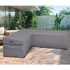 PATIOASIS Outdoor Left Facing Sectional Sofa Cover Grey 85''L x 106''L x 34''D x 31''/26''H Waterproof Heavy Duty L Shape Patio Furniture Lounge Set Couch Covers