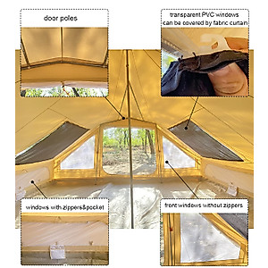 BOOMLATU 4 Season Waterproof Glamping Tents for Camping with Stove Jack Hole,Luxury Yurt Bell Tent Camping Tent for 4/6/8 Adults for Glamping Family Camping Zipped Removable Floor