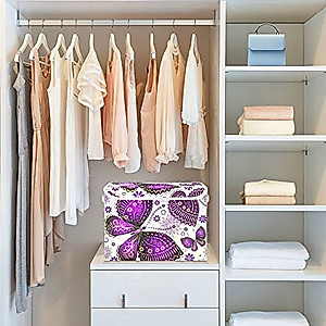 innewgogo Butterflies Flowers Storage Bins with Lids for Organizing Closet Organizers with Handles Oxford Cloth Storage Cube Box for Dog Toys