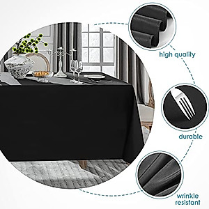 Vidafete 90*132inch Rectangle Tablecloth Polyester Table Cloth，Stain Resistant and Wrinkle Polyester Dining Table Cover for Kitchen Dinning Party Wedding Rectangular Tabletop Buffet Decoration(Black)