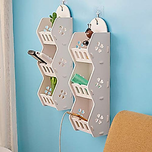 TOPBATHY Bedside Shelf Organizer Wall Mounted Non Drilling Hanging Storage Caddy Shelf Accessory for Phone Remote Earphone Glasses Entryway Key Holder Decorations