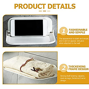 ULTECHNOVO 2Pcs Wall Mounted Floating Shelf Stick on Wall Shelf Small Floating Organizer Self Adhesive Floating Shelf Plastic Towel Rack for Kitchen Bathroom Bedroom