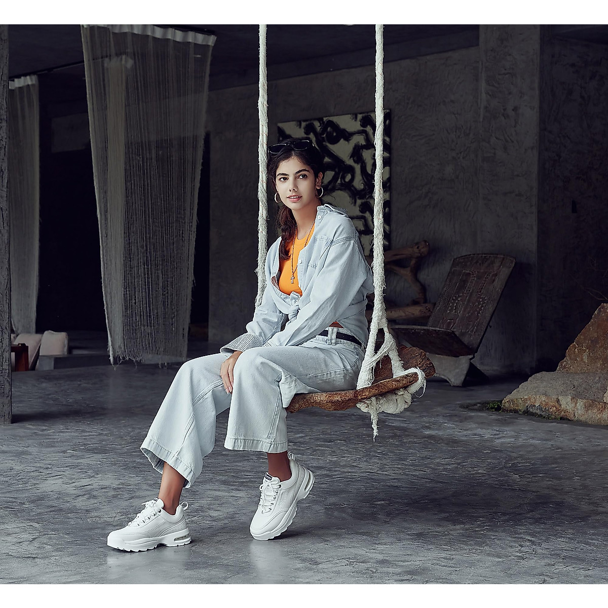 Vepose Women's 8019 Fashion Sneakers, Air Cushion Lace-up Walking Sneakers, Grey, Size 8 US -Memory Foam Running Shoes(CJY8019 Grey 08)