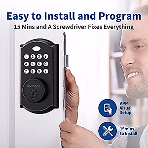 WiFi Smart Lock, Keyless Entry Door Lock with Remote Unlock, Easy to Install, Electronic Deadbolt with Voice Control, Security Door Lock Great for Front Door Home Use