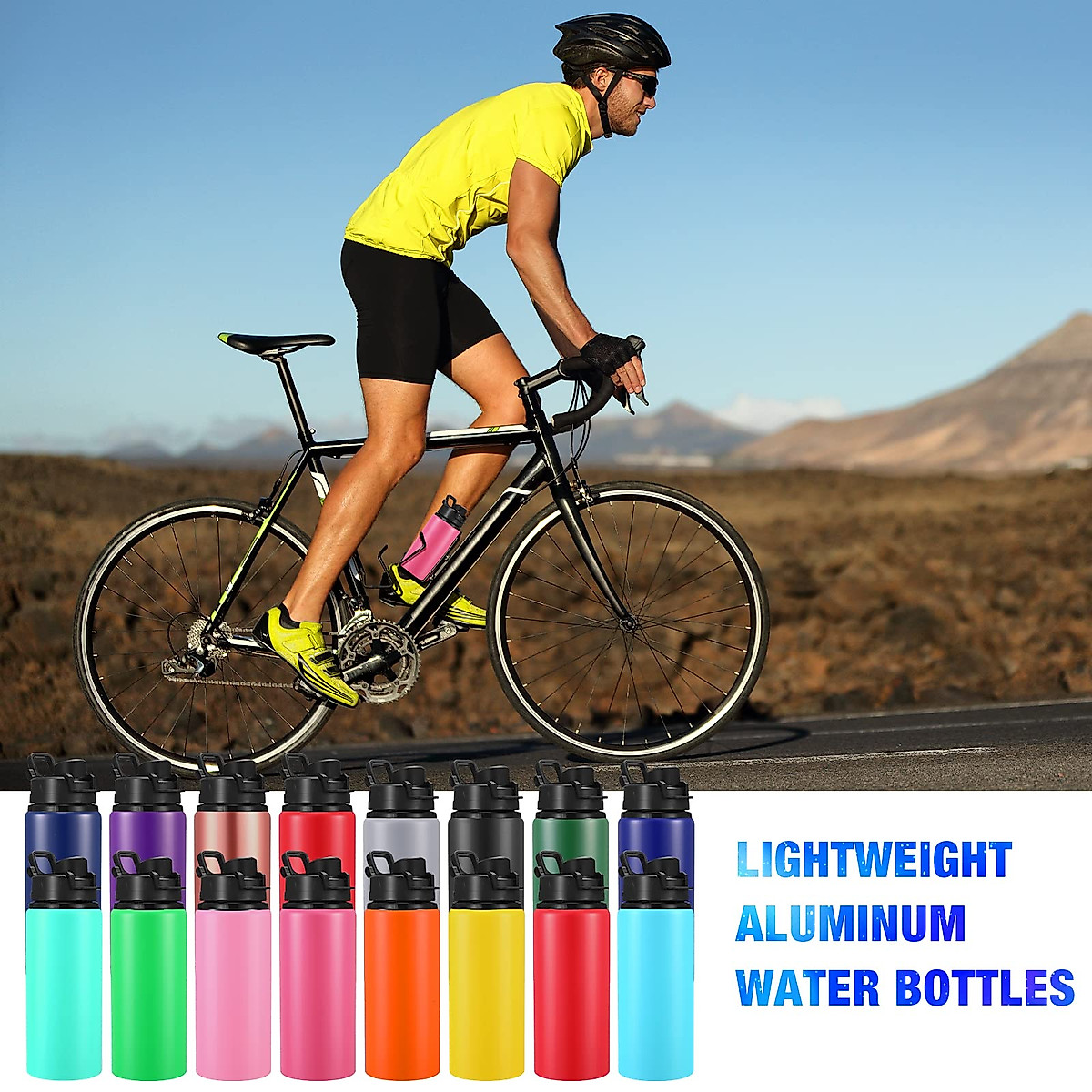 Sunnyray 16 Pcs Aluminum Water Bottle Bulk Multicolor Reusable Sports Bottle with Snap Lids Multipack Vacuum Water Flask for Travel Camping, Picnics, Gym, Hiking, Cycling, Fishing (20 Oz)