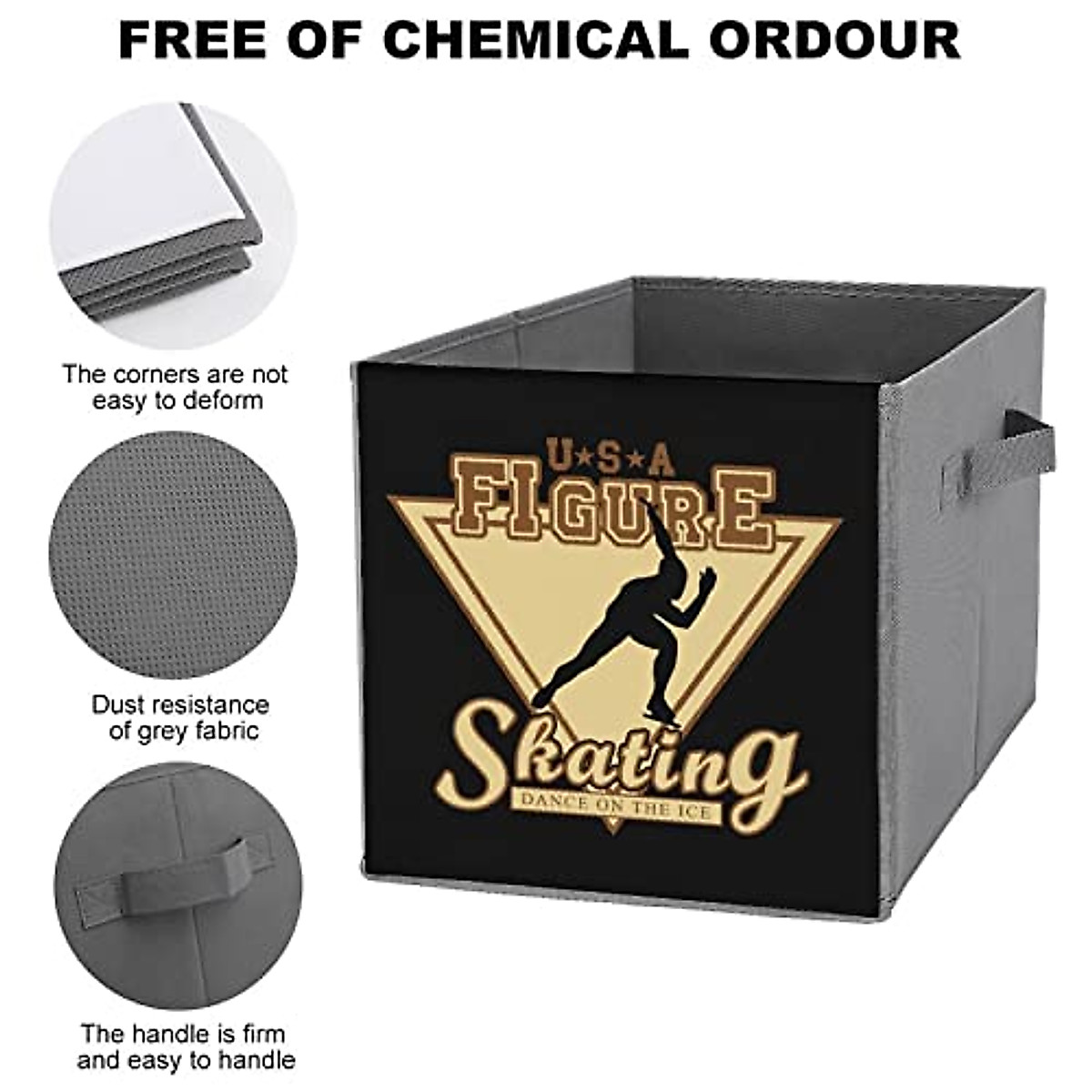 USA Figure Skating Collapsible Storage Bins Basics Folding Fabric Storage Cubes Organizer Boxes with Handles