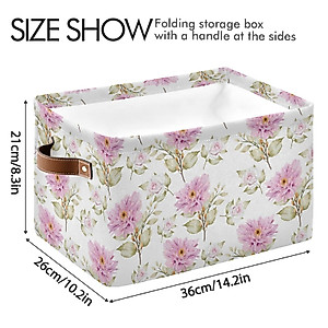 Burbuja Floral Summer Storage Basket - 2 Pack Collapsible Storage Bins Large Closet Organizer Fabric Baskets for Clothes, Home, Office, Shelves