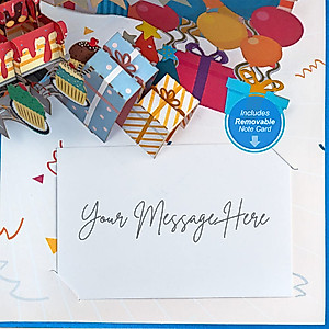 Paper Love Happy Birthday Party, Pop Up Birthday Card, Handmade 3D Popup Bday Greeting Cards, For Him Her Boy Girl Kids Adults, 5" x 7"