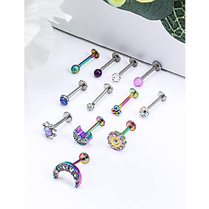 Pnsgisr 16g Cartilage Tragus Forward Helix Conch Earring Piercing Jewelry Lip Rings Medusa Labret Monroe for Women 16 Gauge Surgical Steel Flat Back Cartlidge Snake Bite Snakebite Philtrum Ashley Stud