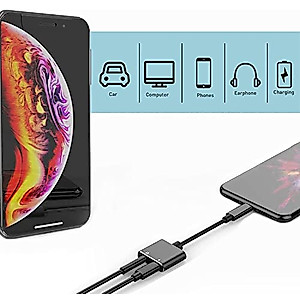 [Apple MFi Certified] iPhone Headphone Adapter, 2 Pack 2 in 1 Lightning to 3.5mm Aux Audio and Charge Jack Adapter Splitter Dongle for iPhone 14 13 12 11 Pro Max XS XR X 8 7 6 iPad, Support iOS 16