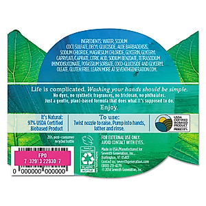 Seventh Generation Hand Wash, Free and Clear, 12 Ounce