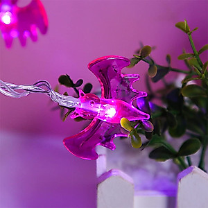 ZOOs Halloween String Lights 50 LED 16.4Ft Waterproof Purple Bat String Lights,8 Modes Battery Operated Party Decor for Garden Home Festival Decorations Trick or Treat