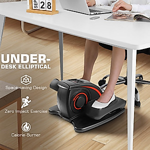 ANCHEER Under Desk Elliptical Machine, Electric Seated Pedal Exerciser, Mini Elliptical Machines for Seniors, LCD Display Monitor, Remote Control, Leg Exerciser for Home (Training Black)