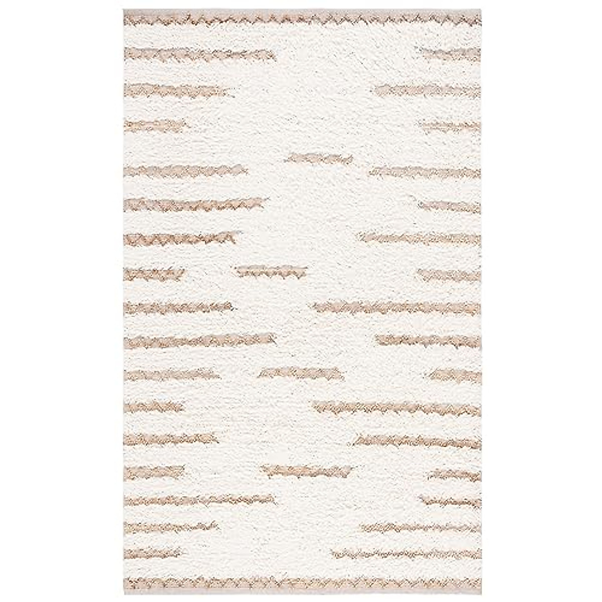 SAFAVIEH Natura Collection Area Rug - 4' x 6', Ivory & Natural, Handmade Moroccan Boho Tribal Wool & Jute, Ideal for The Living Room, Bedroom, Dining Room (NAT505A-4)
