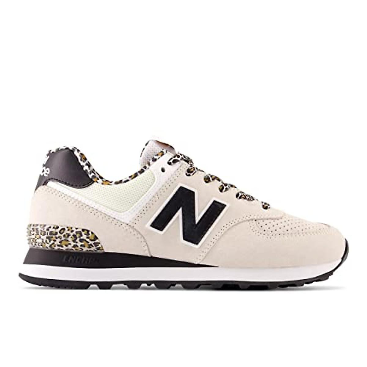 New Balance Women's 574 V2 Animal Print Sneaker, White/Black, 5.5