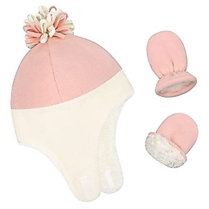 Baby Girl Winter Hat Pink Infant Winter Hat and Mitten Set Warm Baby Girl Hats Baby Winter Mittens Baby Hats 6-12 Months