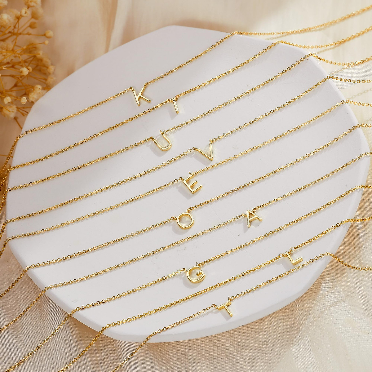 Initial necklace for Women 14k Gold Plated Dainty Letter K Necklaces Tiny Cute Initial Pendant Choker Simple Trendy Personalized Letter Name Necklaces Jewelry Gift for Women