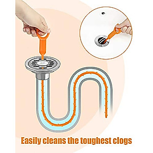 Oanie 6 Pack 25 Inch Drain Clog Remover Tool, Drain Hari Cleaner Tool, Hair Cather Shower Drain Tool, Drain Auger Hair Cleaning Tool for Shower Kitchen Sink Bath Tub Bathroom, Sink Snake Hair Remover