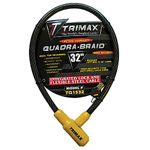 Trimax TQ1532 Trimaflex Integrated Keyed Cable Lock, Yellow / Black, (32" Length x 15mm)