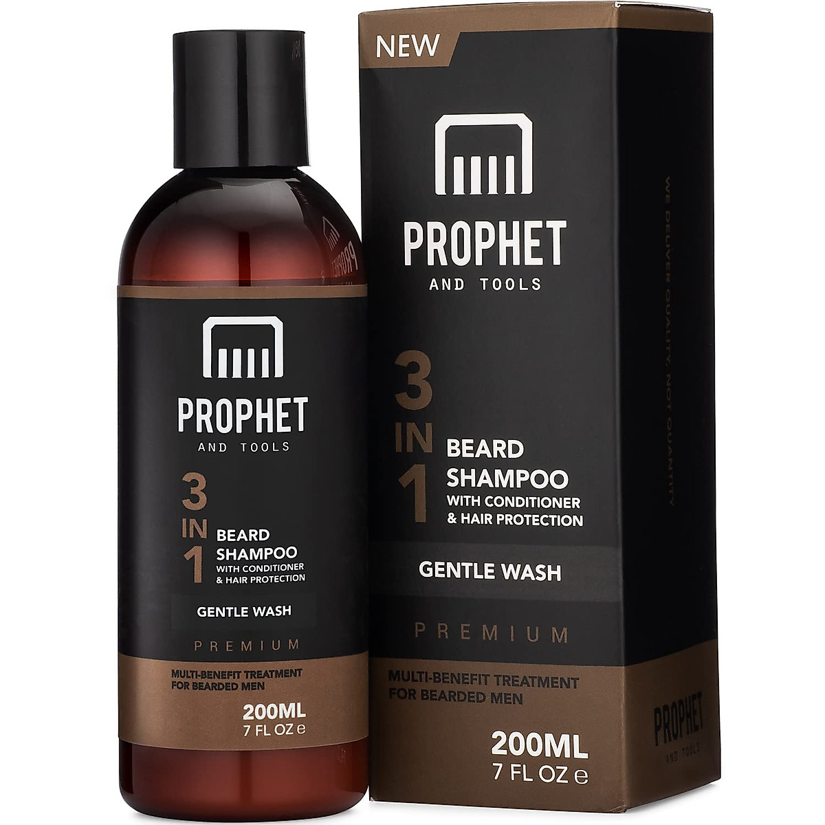 Prophet and Tools 3-in-1 Beard Shampoo & Conditioner - Gentle Cleanser for Soft, Shiny, Tangle-Free Beard - 8.5 oz
