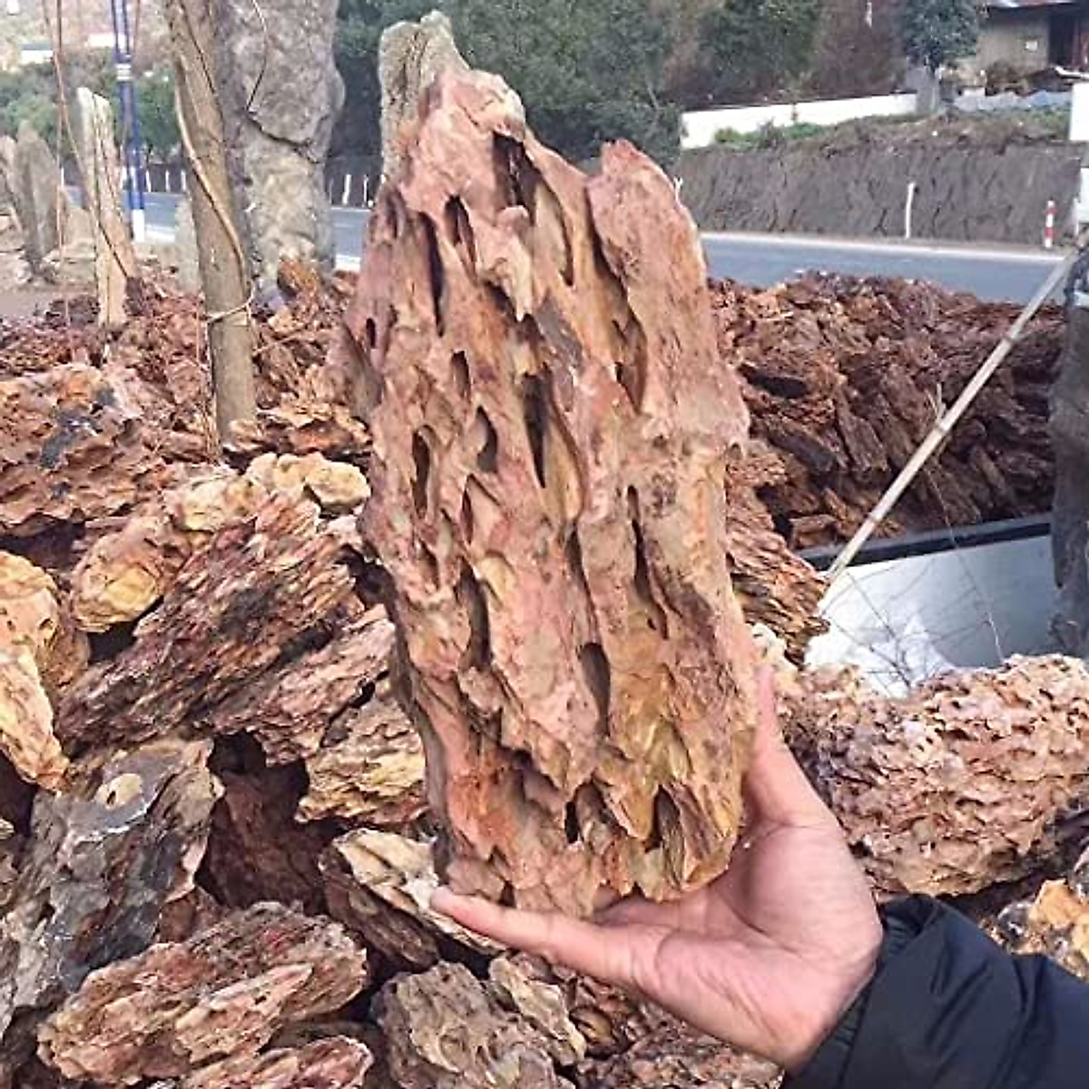 AWXZOM 4.4lb+ Natural Dragon Rock Carefully Selected Mixed Sizes, Decorative Aquarium Rocks, Aquarium Stones for Fish Tank