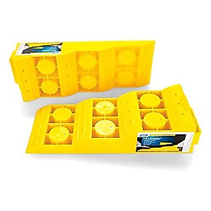 Camco RV Tri-Leveler, 2-Pack with Storage Bag - Raises Your RV Up to 3-7/8" on Any Tire for a More Level Position - Features a 3,500 lb. Load Capacity (44574)